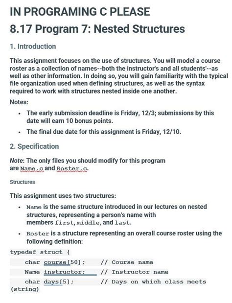 Solved In Programing C Please 817 Program 7 Nested