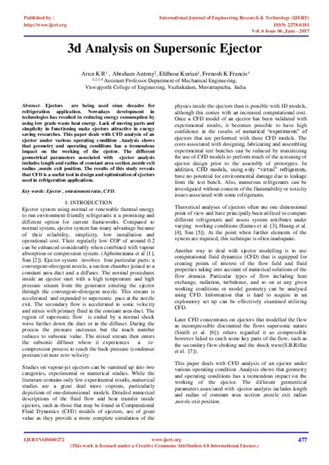 Pdf 3d Analysis On Supersonic Ejector