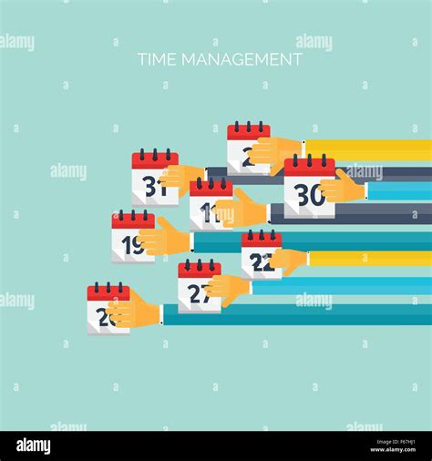 Flat Hands With Clock Time Management Concept Background Stock Vector Image And Art Alamy