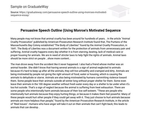 ⇉persuasive Speech Outline Using Monroes Motivated Sequence Essay Example Graduateway