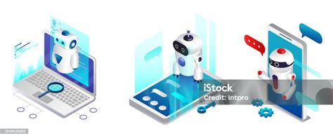 인공 지능 개념 챗봇 및 현대 마케팅 Ai 및 비즈니스 Iot 개념 다른 장치의 현대 챗봇 응용 프로그램 대화 상자 도움말