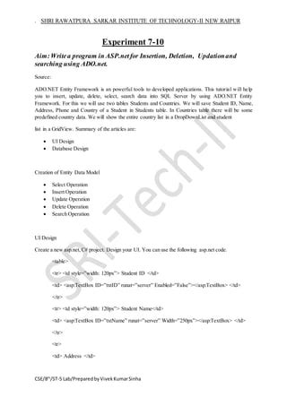 Lab Manual Asp Net