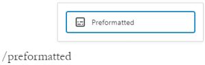 Preformatted Block Documentation WordPress Org