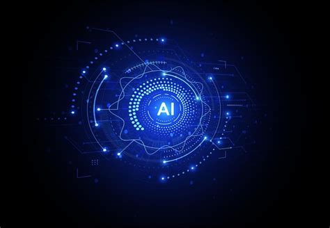 미래의 개념 기술 예술 작품에서 회로판에 있는 인공지능 프리미엄 벡터