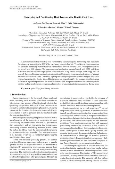 PDF Quenching And Partitioning Heat Treatment In Ductile Cast