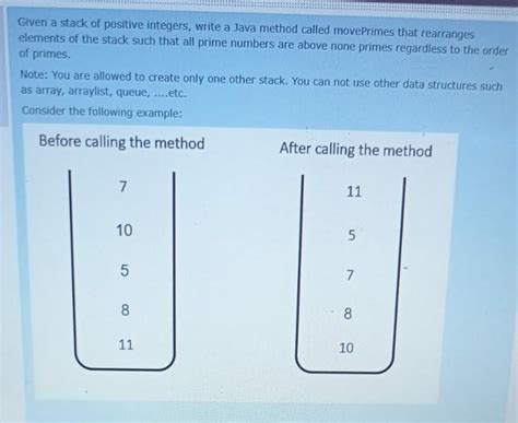 Solved Given A Stack Of Positive Integers Write A Java