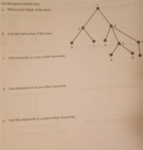 Solved For The Given Rooted Tree A What Is The Depth Of