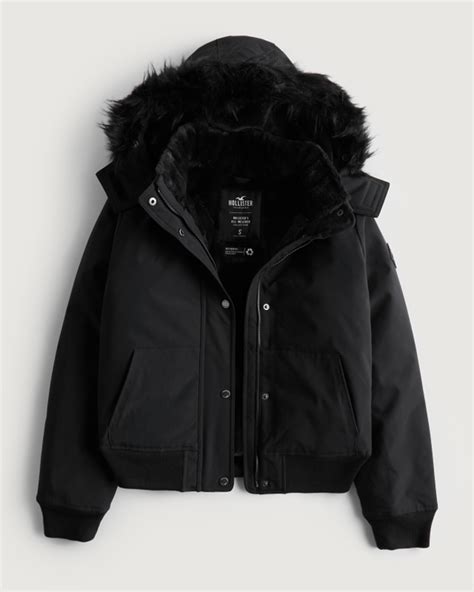 Womens Faux Fur Lined All Weather Bomber Jacket Womens