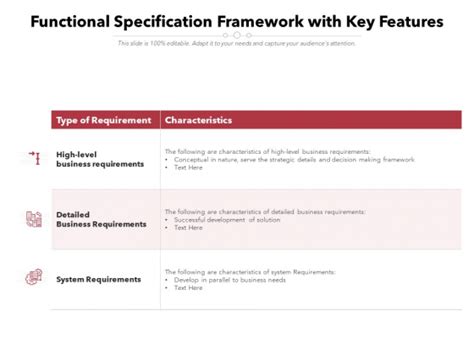 Functional Specification Framework With Key Features Ppt PowerPoint Presentation Infographics
