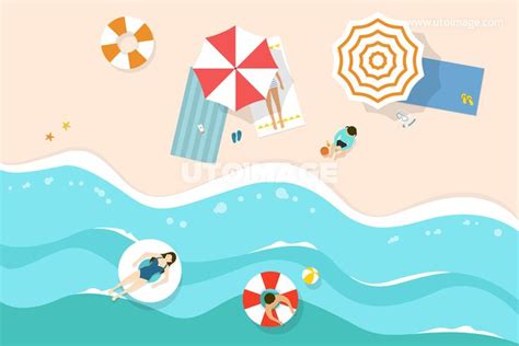일러스트 여름 바다 04 C190620b 유자디자인 일러스트 여행 사람 배경 여름 여름일러스트 계절 시즌 이벤트 배너 백그라운드 벡터 여름배경