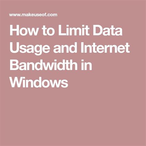 How To Limit Bandwidth And Data Usage In Windows Network Monitor Computer Network Data