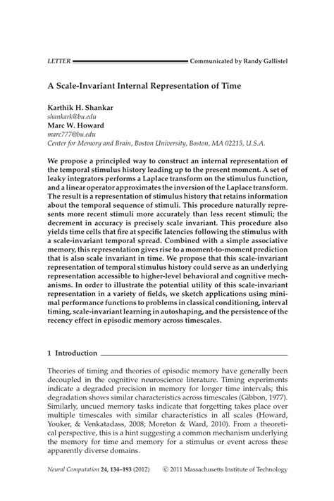 pdf a scale invariant internal representation of time