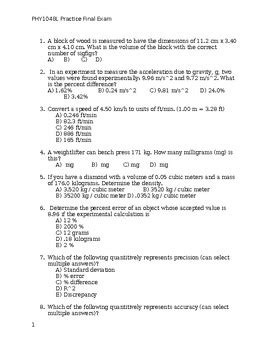 Physics Online Lab Final Review By Joshua Sonderegger TPT