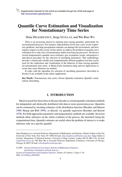 Pdf Quantile Curve Estimation And Visualization For Nonstationary Time Series