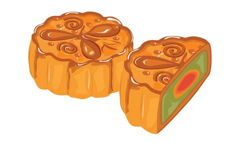 Mooncake Vector Illustration Set Traditional Chinese Mooncake In Whole Full Size Half Sliced
