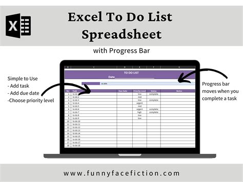 To Do List Template To Do List Excel Spreadsheet Excel To Do Etsy
