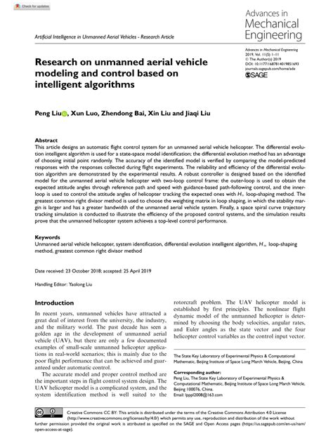 Pdf Research On Unmanned Aerial Vehicle Modeling And Control Based On