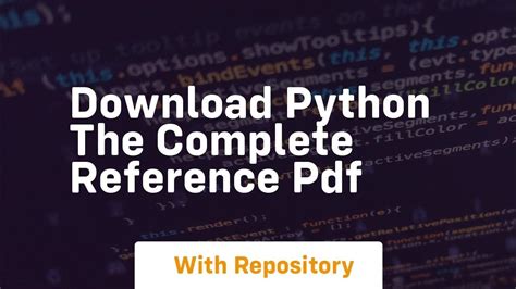 Download Python The Complete Reference Pdf Youtube