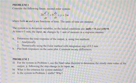 Problem 1 Consider The Following Linear Second Order