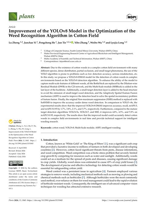 Pdf Improvement Of The Yolov8 Model In The Optimization Of The Weed