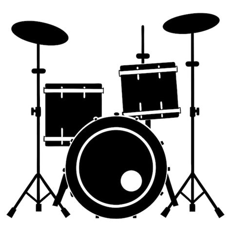 드럼 세트 실루 터 일러스트레이션 프리미엄 벡터