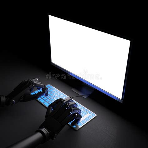 Robot Typing Keyboard Stock Illustration Illustration Of Robotic 161561907