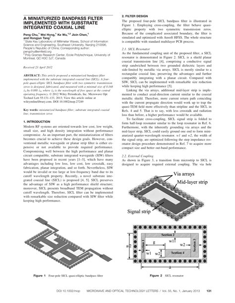 Pdf A Miniaturized Bandpass Filter Implemented With Substrate