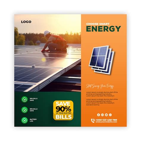 태양광 패널 소셜 미디어 게시물 템플릿 프리미엄 Ai 생성 Psd