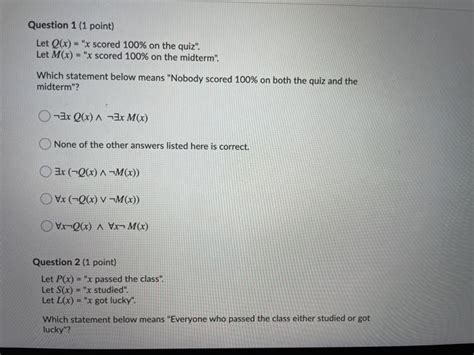Solved Question 1 1 Point Let Q X X Scored 100 On The Chegg Com