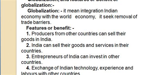 TH CLASS NCERT BASED NOTES ECONOMIC CH GLOBALISATION AND THE INDIAN ECONOMY