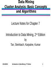 Chap7 Basic Cluster Analysis Pptx Data Mining Cluster Analysis Basic Concepts And Algorithms
