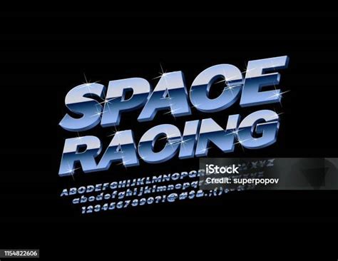 반사 글꼴 벡터 크롬 텍스트 공간 경주 반짝이는 메탈 릭 알파벳 컴퓨터 글자에 대한 스톡 벡터 아트 및 기타 이미지 컴퓨터 글자 게이머 입체 이미지 Istock