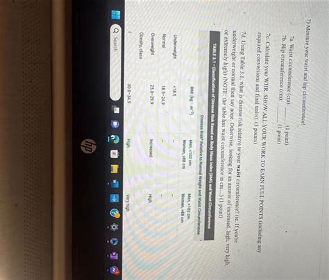 Solved 7c Calculate Your Whr Show All Your Work To Earn