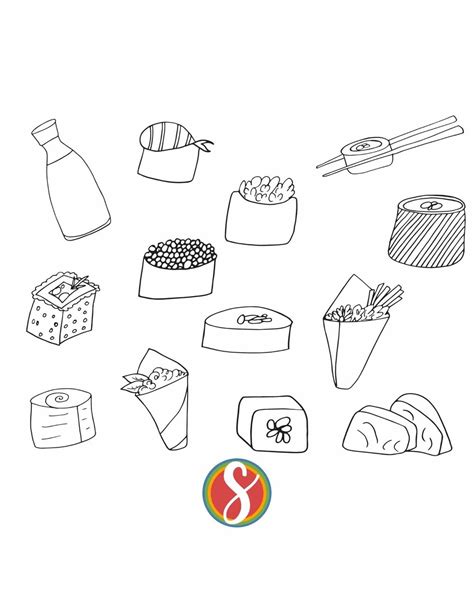 Free Sushi Coloring Pages — Stevie Doodles