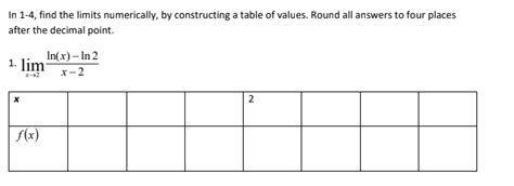 Solved In 1 4 Find The Limits Numerically By Constructing