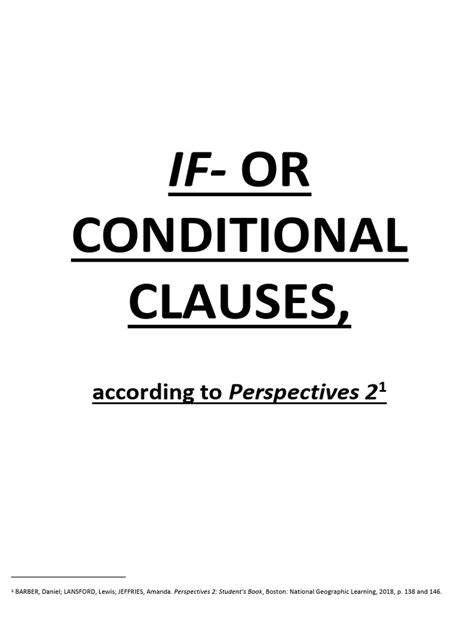 Conditional Clauses Perspectives 2 Pdf Verb Grammar