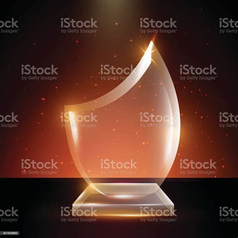 빛나는 배경에서 빈 투명 한 벡터 아크릴 유리 트로피 수상 서식 파일 3차원 형태에 대한 스톡 벡터 아트 및 기타 이미지 3차원 형태 Championship 결정체
