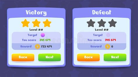 User Interface For Mobile Game App Ui Kit Of Icons Progress Bars Buttons Pop Ups Stock