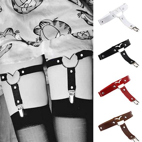 Yirtree 2pcs Women Girl Leather Garters Sexy Heart Leg Garter Belt
