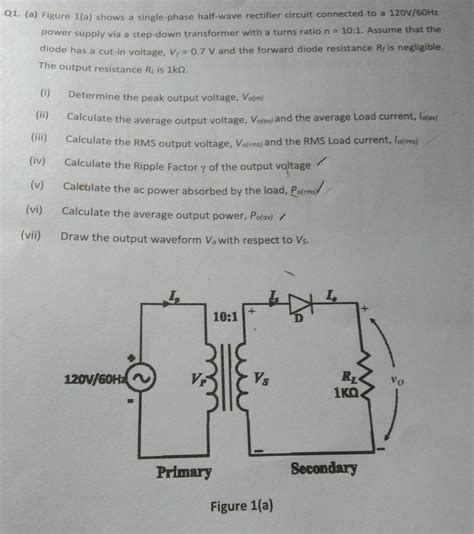Solved Q1 A Figure 1a Shows A Single Phase Half Wave