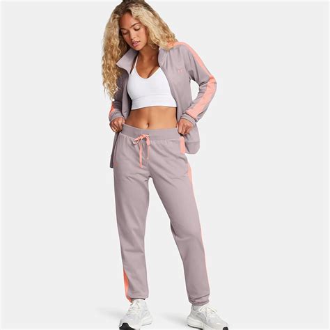 Womens Under Armour Tricot Tracksuit Tetra Gray Flare Orange L