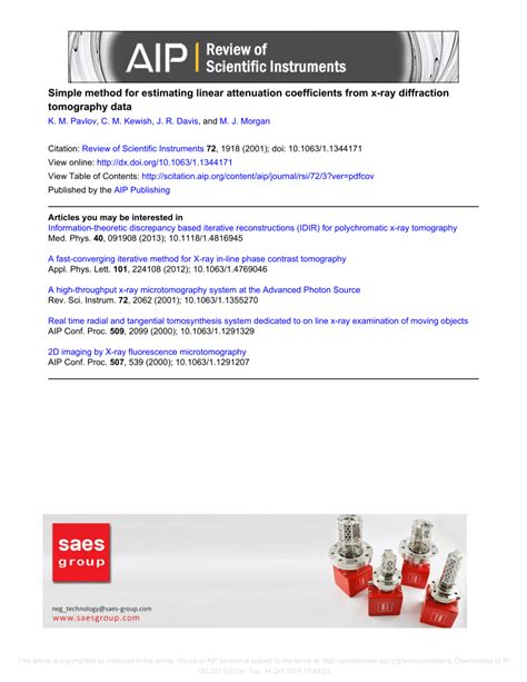 Pdf Simple Method For Estimating Linear Attenuation Coefficients From X Ray Diffraction