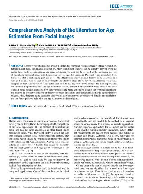 Pdf Comprehensive Analysis Of The Literature For Age Estimation From Facial Images