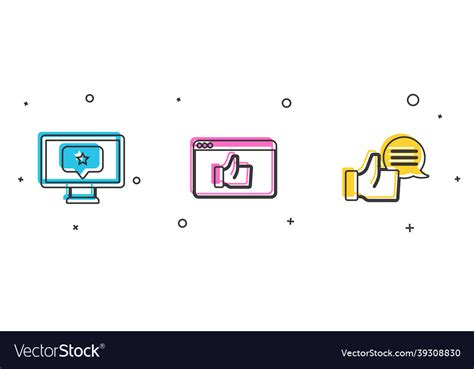 Set Monitor With Star Customer Product Rating Vector Image