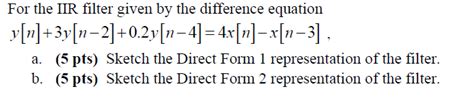 Solved For The IIR Filter Given By The Difference Equation Chegg