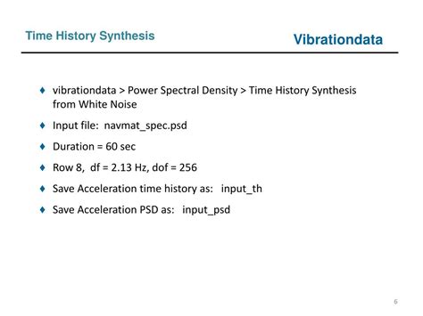 PPT Synthesizing A Time History To Satisfy A Power Spectral Density Using Random Vibration