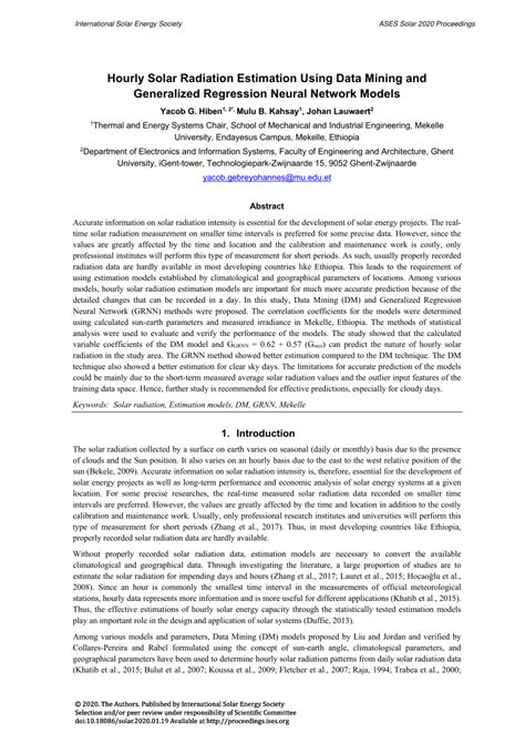pdf hourly solar radiation estimation using data mining and