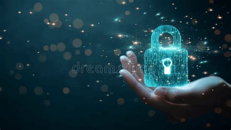 Ai Generated Illustration Of A Hand Holding A Digital Lock Hologram