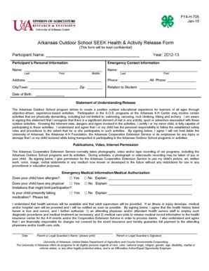 Fillable Online Uaex AOS SEEK Activity Form FY H University Of Arkansas Uaex Fax
