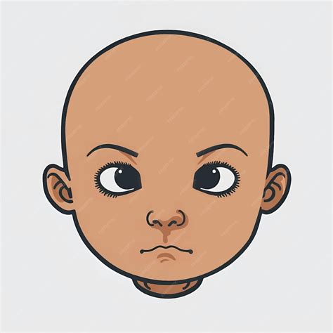 대머리 아이 얼굴 벡터 일러스트 레이 션의 만화 프리미엄 벡터